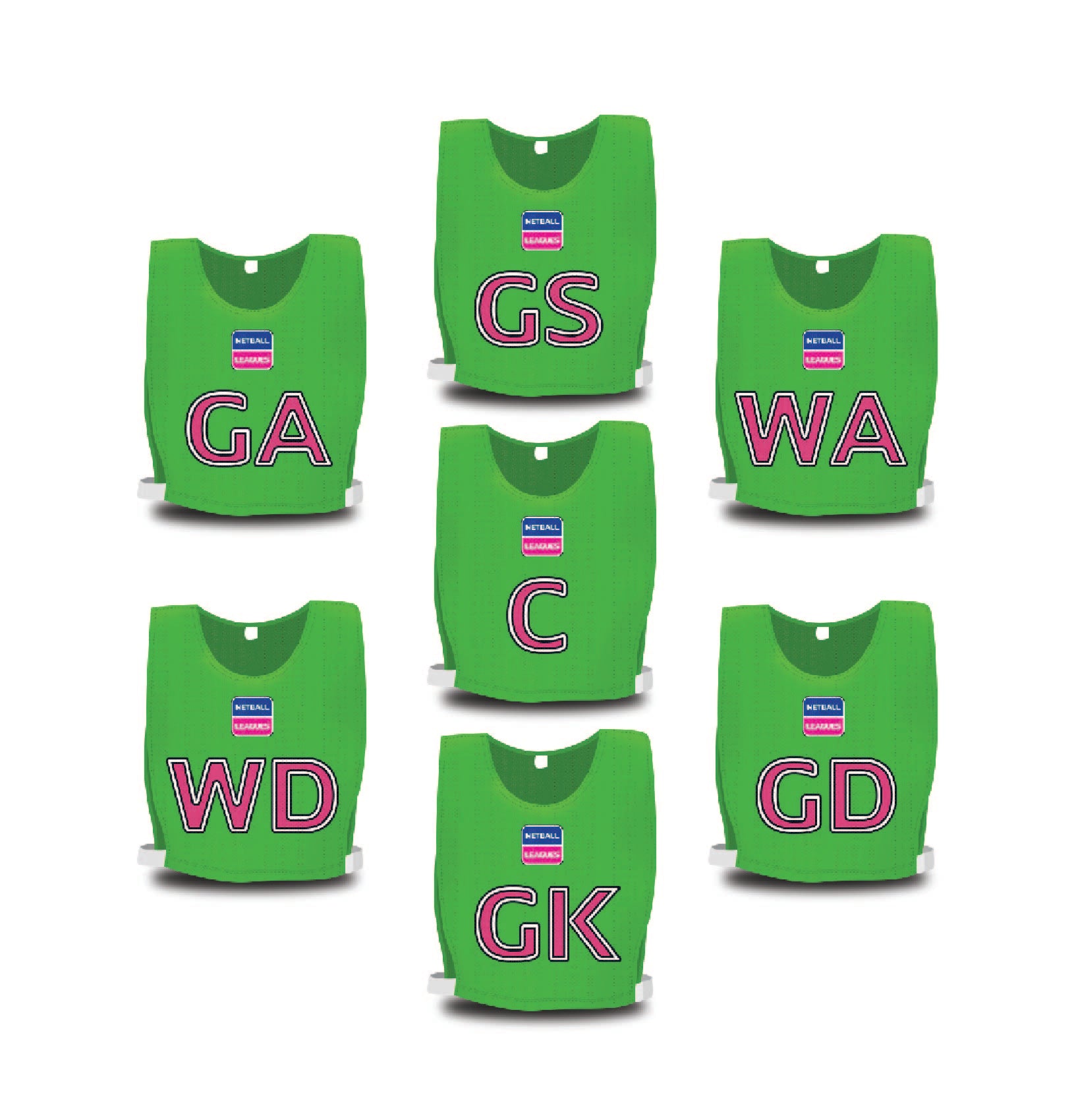 Green "Netball Leagues" Team Bibs – LL Partner Shop