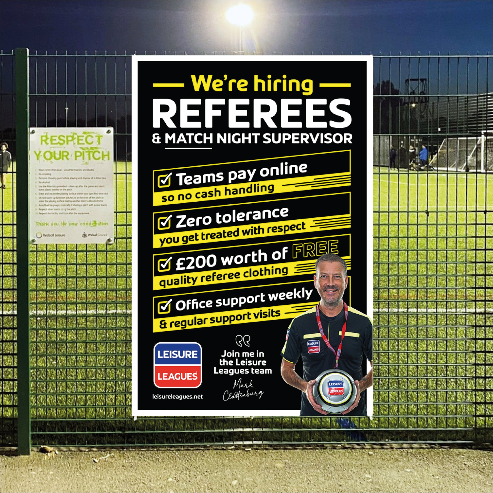 Pitchside 'We're Hiring Referees' Banner – LL Partner Shop